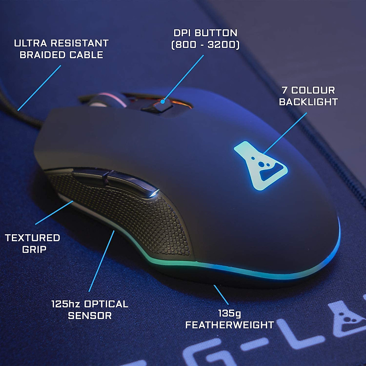 G-LAB Combo Helium - 4-in-1 Gaming Bundle - Backlit QWERTY Gamer Keyboard, 3200 DPI Gaming Mouse, in-Ear Headphones, Non-Slip Mouse Pad - PC Mac PS4 PS5 Xbox One Gamer Pack