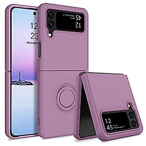 BENTOBEN Galaxy Z Flip 4 5G Case, Slim Silicone Kickstand, Shockproof Protective Bumper for Women, 6.7 inch, Purple