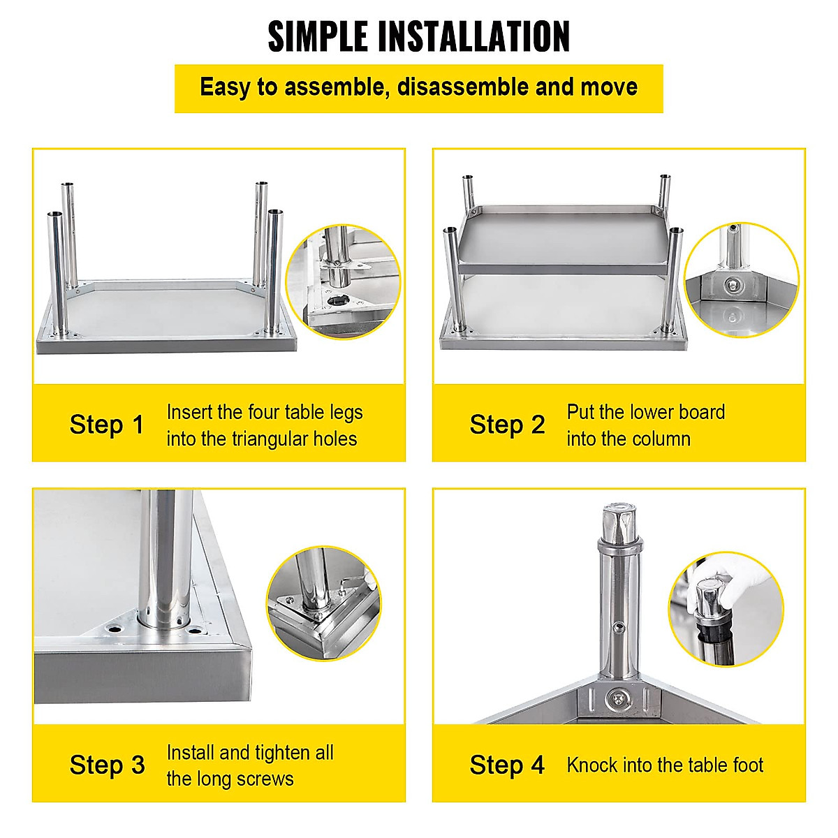 VEVOR Stainless Steel Equipment Grill Stand, 36 x 28 x 24 Inches Stainless Table, Grill Stand Table with Adjustable Storage Undershelf, Equipment Stand Grill Table for Hotel, Home, Restaurant Kitchen