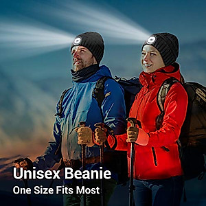 LED Beanie Hat with Lights, Gifts for Men Women Stocking Stuffers for Men Christmas Birthday Gift Idea for Dad Husband Him Teens Adults, Soft Warm Cap with Headlamp for Fishing Camping Walking