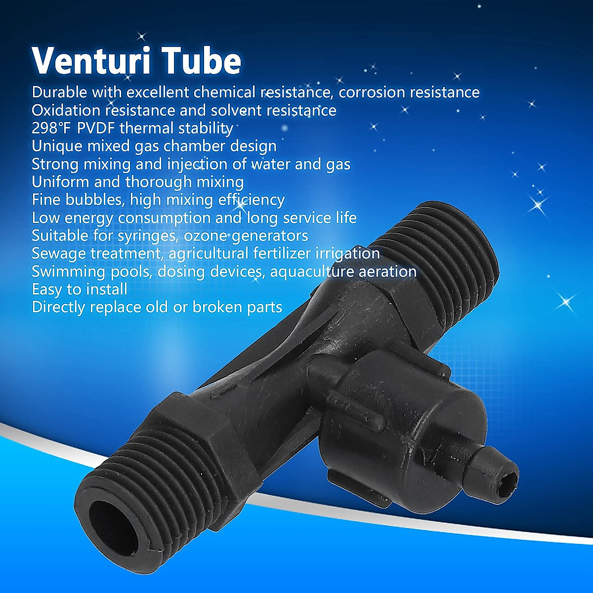 Venturi Tube,Venturi Tube PVDF Gas Liquid Mixing Injector for Ozone Generator Agriculture Irrigation 1/4in