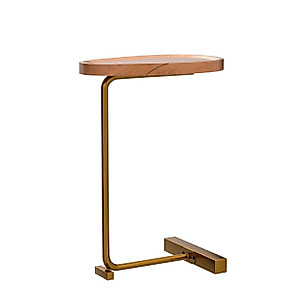 Viltisumt Small Side End Table 2022 New C Table Narrow Round Bed Sofa Couch Coffee Dinner Table for Snack Drink TV Tray, Slim Gold Rustic End Table Modern Simplicity, Metal and Wood - 24 Inch (Wood)