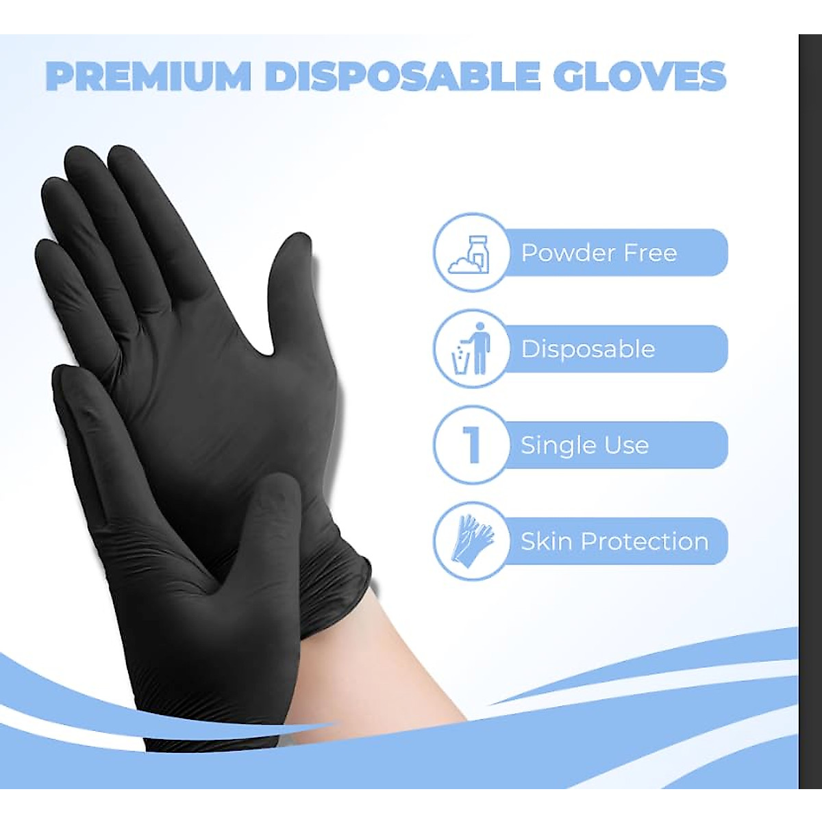 Exam Grade 4 Mil Nitrile Gloves - 1000 Count, Black Disposable Gloves Latex Free, Black Rubber Gloves, Mechanic Gloves, Medical Gloves