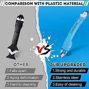 GIREORAN Stainless Steel Caulk Tool,4-in-1 Silicone Caulking Tool Kit,Caulk Remover,Grout Removal Tool,Sealant Finishing Tool for Bathroom,Kitchen,Floor,Window,Sink Joint,Frames Seal,Tile