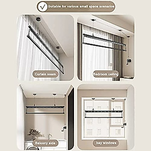 QQXX Ceiling-Mounted Lifting Drying Rack,Small Aluminum Alloy Pulley Single Rod Clothes Rack,Foldable Hand-Held Clothes Drying Rack for Bathroom Outdoor Balcony Balcony(2M(78.7in), Gold)