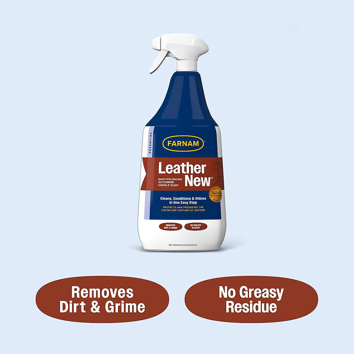 Farnam Leather New Easy-Polishing Glycerine Saddle Soap and Leather Saddle Cleaner, Protects and Preserves Leather, Cleans, Conditions and Polishes, 32 Oz.