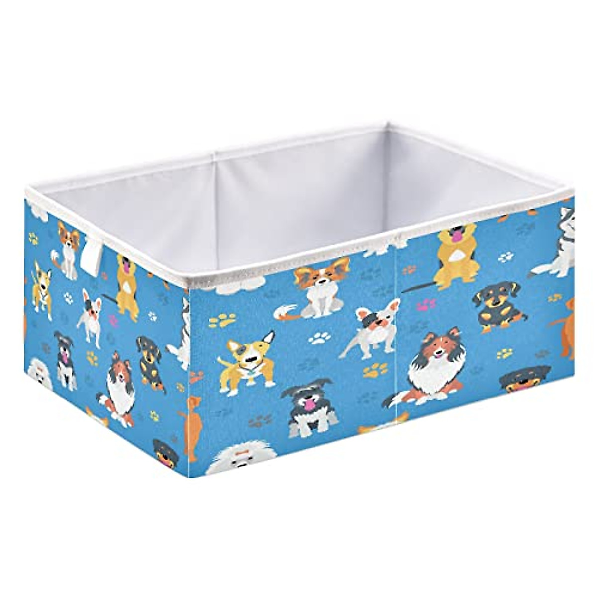 Kigai Pet Dog Blue Cube Storage Bins - 11x11x11 In Large Foldable Storage Basket Fabric Storage Baskes Organizer for Toys, Books, Shelves, Closet, Home Decor