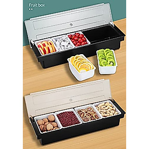 Ice Chilled Serving Tray Condiment Ice Cooled Condiment Dispenser Serving Container Chilled Garnish Tray Bar Caddy for Home Work or Restaurant Black 1 Durable Bar Caddy - 3 Compartments