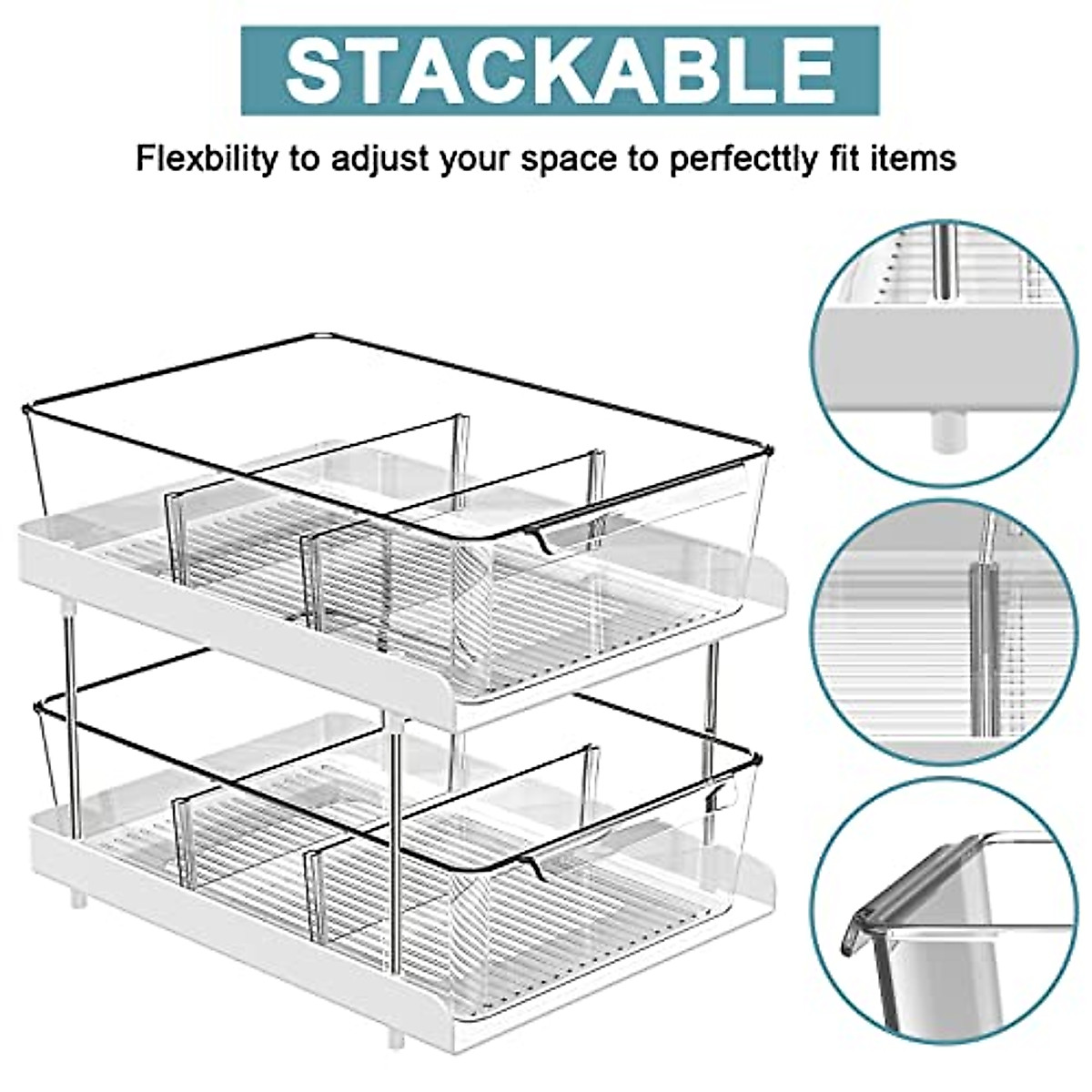 MHAaTiad Pantry Organizer, Slide-Out Storage Container with Large Storage Space for Beauty Supplies on a Vanity, Under Sink Closet Organization, Kitchen Countertop Pantry Bathroom Office Desktop