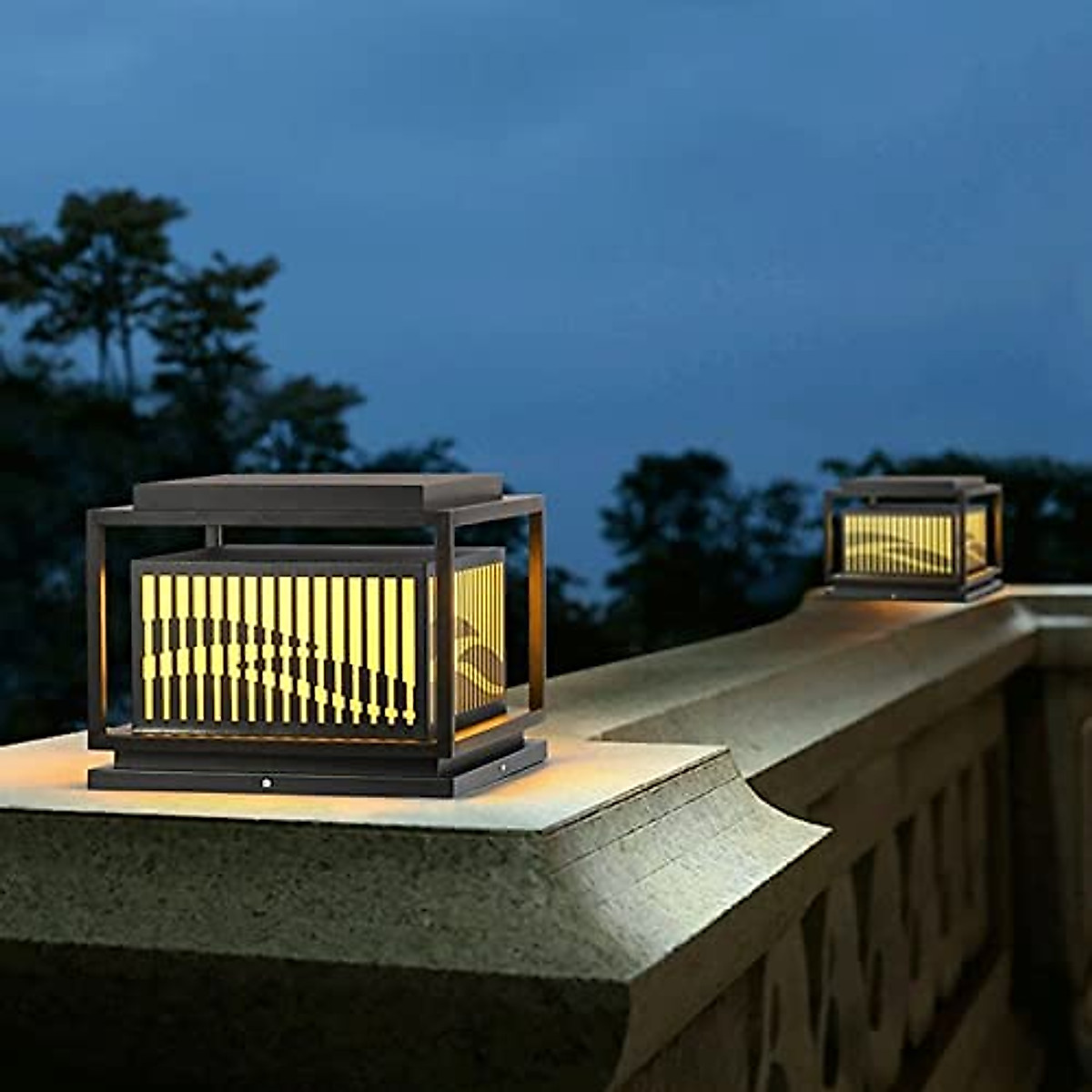 JSBDPHW Simple Style Metal Square Column Light LED Light Source Outdoor Waterproof Pillar Lamp Villa Courtyard Post Light Lawn Light Landscape Light