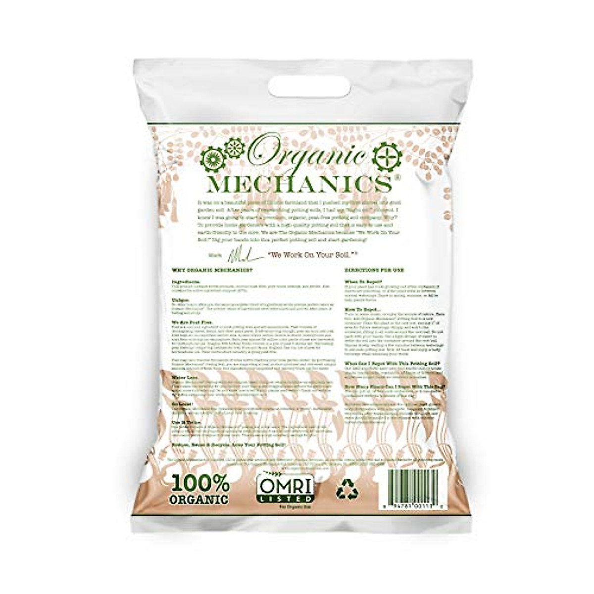 Organic Mechanics, Garden Center Potting Soil- 8 Quart