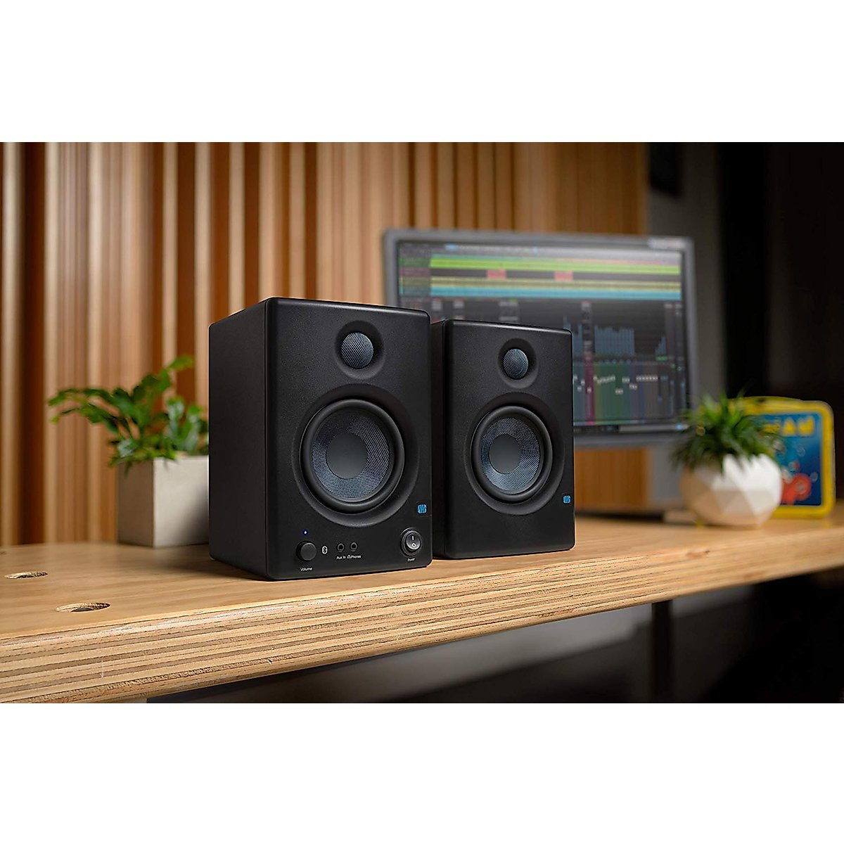 PreSonus Pair of Eris E3.5 BT 2-Way Studio Bluetooth Monitors with Studio One Prime DAW Studio Magic and Plug-in Suite Software Pack and LyxPro Condenser Recording Microphone Kit and Headphones