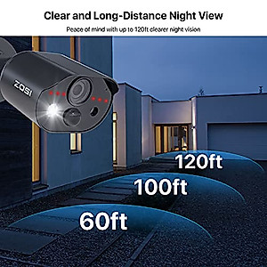 ZOSI C303 1080p HD-TVI Security Camera Outdoor Indoor with Audio Recording,120ft IR Night Vision, Motion Activated Spotlight & Siren Alarm,PIR Motion Deteciton, Weatherproof CCTV Bullet Camera Kit