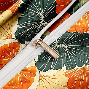 CCoutueChen King Size Ginkgo Leaf Duvet Cover Dark Green Orange Leaves Duvet Cover Set 3 Pieces Aesthetic Botanical Bedding Set with Zipper Closure 4 Ties (2 Pillowcases, No Comforter)