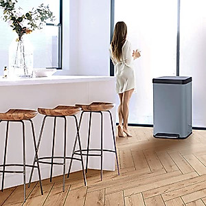 Home Zone Living 18.5 Gallon Large Capacity Kitchen Trash Can, Tall Stainless Steel Liner-Free Body, 70 Liter Capacity, Matte Black, Virtuoso Series