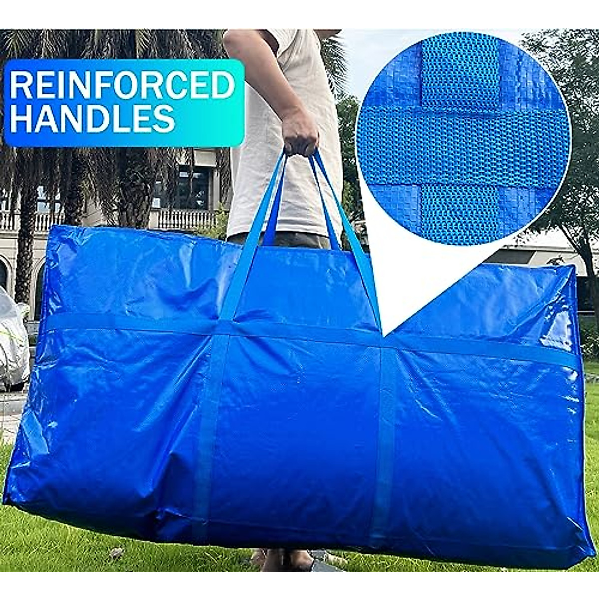 66 Gallon Extra Large Storage Bags, Huge Moving Bags Heavy Duty with Zipper and Stronger Handles, Big Foldable Duffle Bag for Travel - Waterproof Material Protects from Dust and Moisture - Storage Totes Moving Boxes for College, Christmas Tree, Blankets,