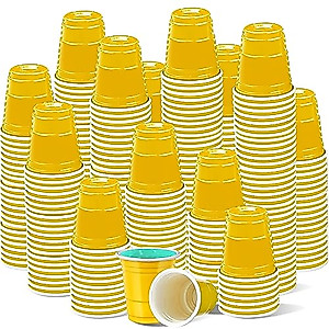cssopenss 500 pcs 2 oz Plastic Shot Glasses yellow shot glasses disposable 2 oz yellow solo cups for drinking Tastings served Snacks Jello Tastings and Samples