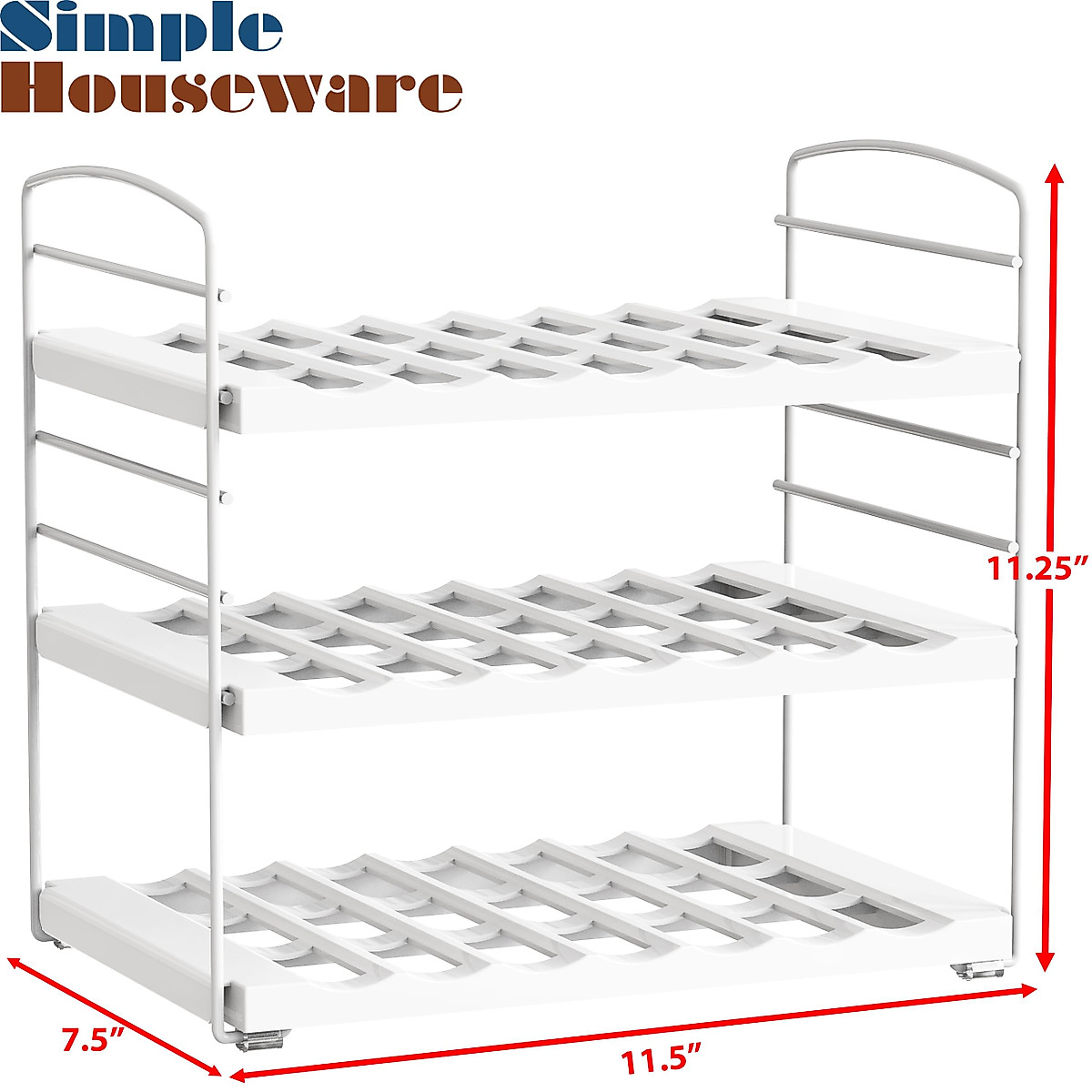 SimpleHouseware Water Bottle Storage Organizer, White