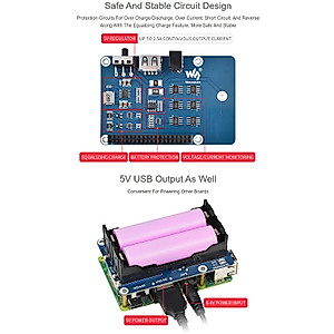 Waveshare UPS HAT for Raspberry Pi 5/4B, 5V Uninterruptible Power ...