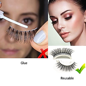 Self-Adhesive Eyelashes, Ksndurn Reusable Thick False Eyelashes - Non-Slip Waterproof False Lashes Without Glue