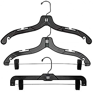 NAHANCO 2505BHHUSK Economy Plastic Clothes Hanger Kit - Black with Black Hook (Pack of 81)