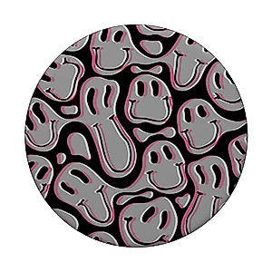 aesthetic trippy grey pink liquid swirl dripping smile face PopSockets Standard PopGrip