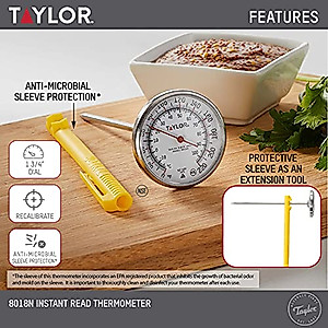 Taylor Instant Read Meat Food Grill BBQ Cooking Kitchen Thermometer with Recalibration Tool and Pocket Sleeve Clip