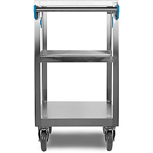 Carlisle FoodService Products Stainless Steel 3 Shelf Utility Cart, 18" x 17", Silver