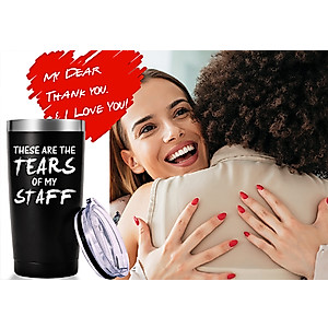 These Are The Tears of my Staff Travel Mug Tumbler.Funny Boss Day,Office Gifts.Moving Appreciation Retirement Birthday Christmas Gifts For Men Women Boss Boss Lady From Employees(20oz Black)