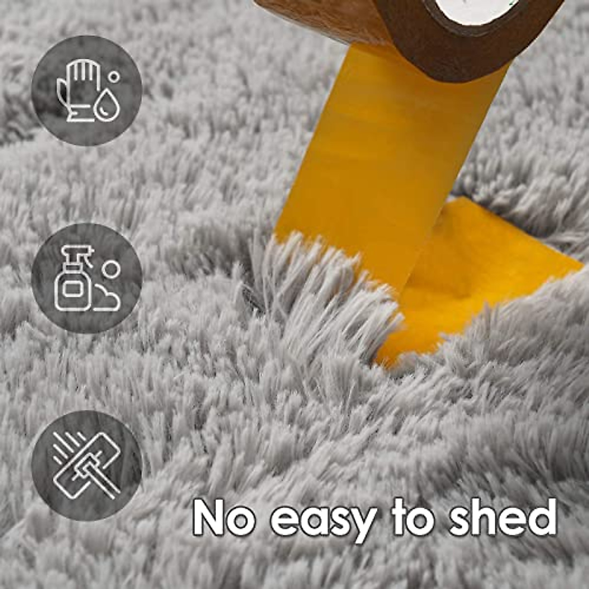 Goideal Soft Round Shaggy Rug, 4 x 4 Feet Grey Fluffy Circle Rug for Boys Girls, Fuzzy Cute Bedroom Rug, Circle Plush Floor Carpet for Nursery Room Decor