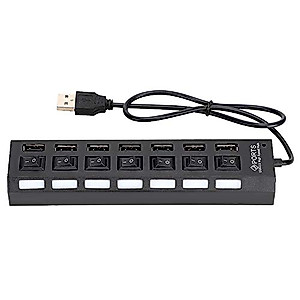 125 7-Port USB Hub Splitter,480Mbps High-Speed USB Port Expander Charging Hub,Overload Current Desktop Hub with 7 Power Independent Switches