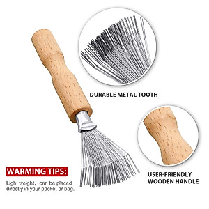 Boao 4 Pieces Hair Brush Cleaning Tool Comb Cleaner Brush Hair Brushes Cleaner Comb Mini Hair Brush Comb Cleaning Brush Hair Brush Cleaner Tool for Removing Hair Dust Home Salon Use (Wooden Handle)