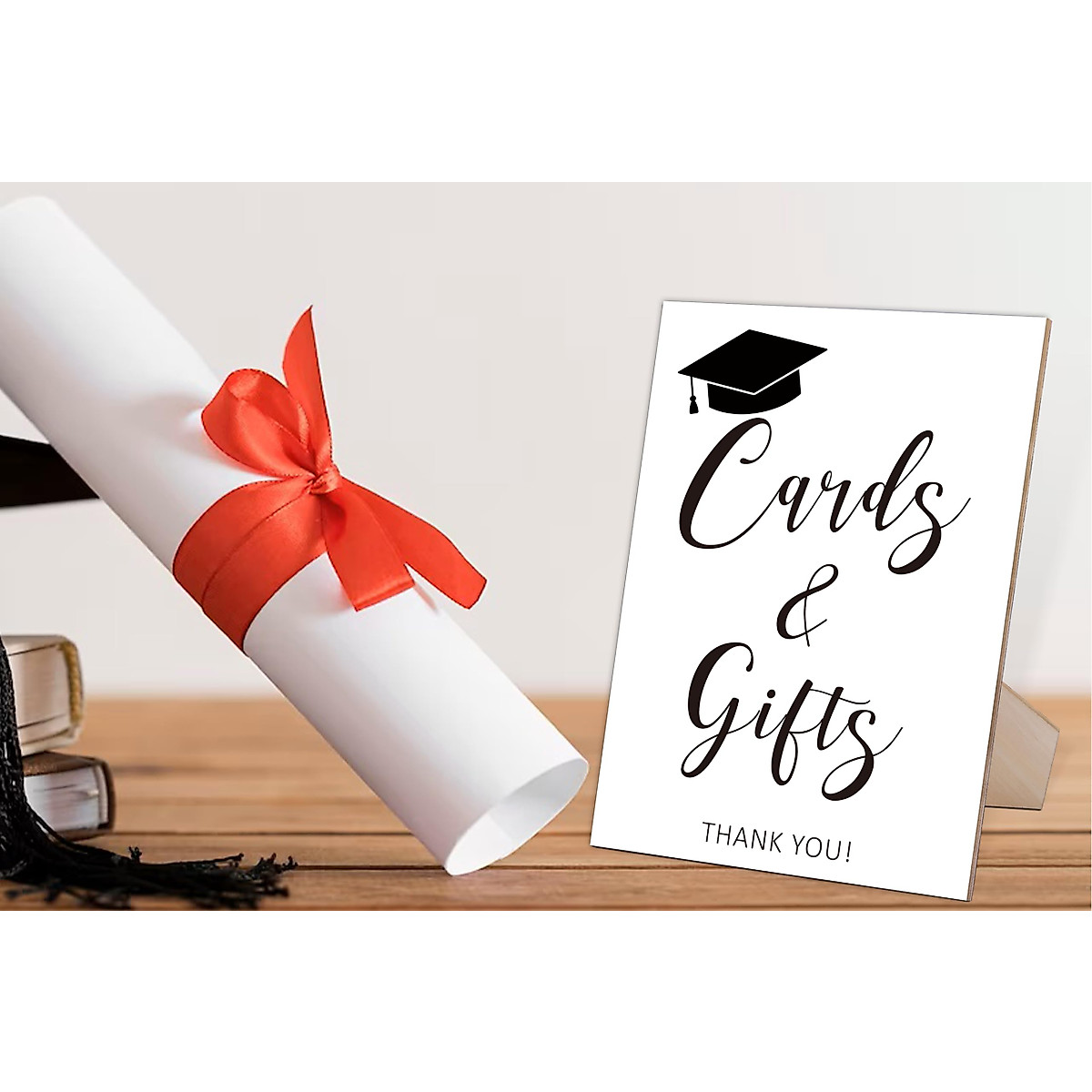 Gifts and Cards Sign with Stand,Modern Graduation Sign,Graduation Decorations Class of 2024,Table Toppers,Artwork Home Shelf Wall Decoration,Graduation Party Supplies Favors Gifts,Farewell Gift,2