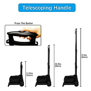 Portable Folding Hand Truck Lightweight Trolley Compact Utility Cart with 50kg/110lbs Heavy Duty 2 Wheels Solid Construction Adjustable Handle for Moving Travel Shopping Office Luggage Use(BY07-Black)