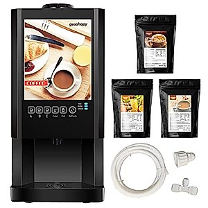 gusohapy 3 Flavors Commercial Instant Coffee Milk Tea Machine Commercial Beverage Dispenser Self Cleaning, Free 3 Bags Of Instant Powder