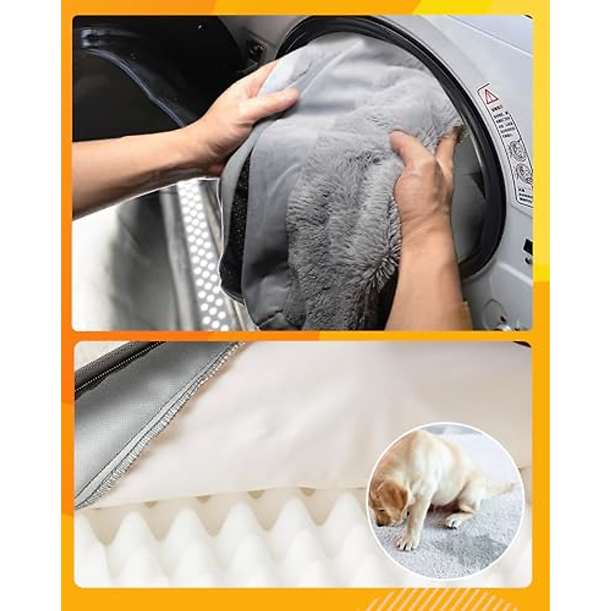 MASTERY MART Anti Anxiety Dog Bed for Medium Dogs Clearance, Dog Crate Bed, Waterproof Dog Bed, chew Proof Orthopedic Pet Bed with Washable Cover and Nonskid Bottom - L Grey