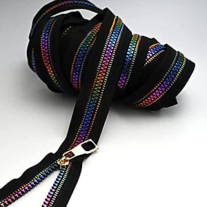 DeeboW Open Ended Zip Fasteners,Invisible zips,Resin Zippers, 2Yard 5# Nylon Rainbow Teeth Zipper for Sewing Bag Jacket Zippers Zip for Sewing DIY Garment Accessories