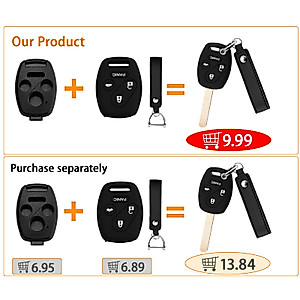 EKALA 2Pcs for Honda Key Shell Replacement with Silicone Key Fob Cover Case Keychain 4 Button Compatible with Honda 2003-2012 Accord / 2006-2013 Civic EX / 2005-2006 CR-V / 2009-2015 Pilot (KG-Hod-4R)
