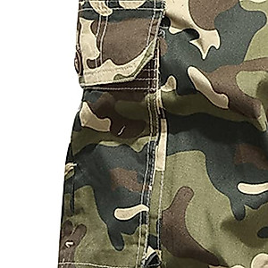 Men Camo Cotton Cargo Shorts Camouflage Outdoor Multi Pockets Short Relaxed Fit Lightweight Military Short Pants (Khaki,32)
