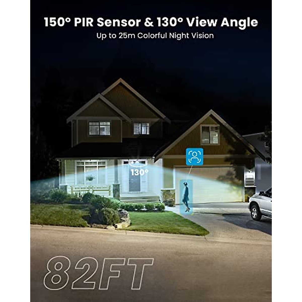ieGeek Floodlight Camera Outdoor, 2K Wired Home Smart Security Cameras, 2.4G WiFi Flood Light Camera with Motion Sensor, Wiring 2600 Lumens Cam, Color Night Vision,Siren,2 Way Audio, Works with Alexa