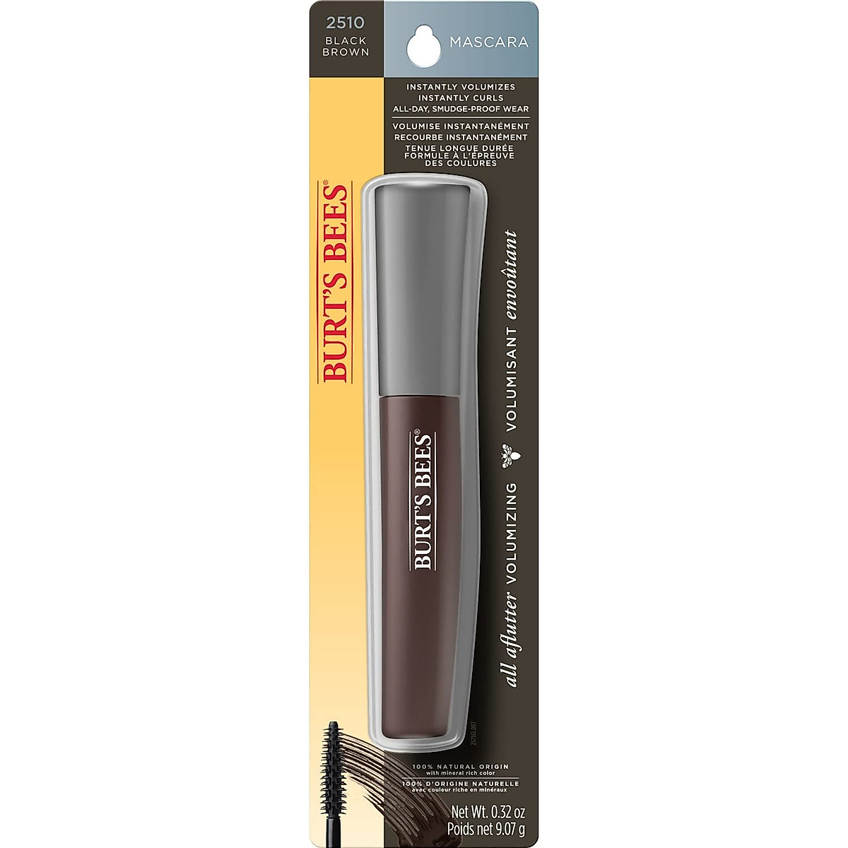 Burt’s Bees 100% Natural Origin Volumizing Mascara, Black Brown, 0.32 Ounce