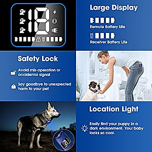Dog Shock Collar, Dog Training Collar with Remote, Haoteful Shock Collar for Large Medium & Small Dogs, 2000ft Range,3 Modes Beep/Vibration/Safe Shock