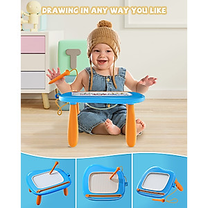 Magnetic Drawing Board, Doodle Board for Toddlers Toys Age 1-2, Magnetic Writing Board, Preschool Learning and Educational Toys for 1 2 3 Years Old Girl Boy, Gift for Birthday Christmas New Year(Blue)