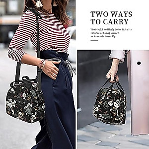 GAMSJM Hibiscus Insulated Lunch Bags for Women Men - Large Reusable Lunch Tote with Adjustable Shoulder Belt -Waterproof White Flower Lunch Box Cooler Bag for Adult/Kids