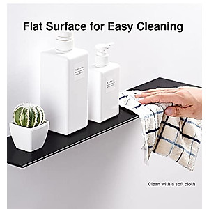 TRUSTMI Wall Mounted Bathroom Shelf, SUS 304 Stainless Steel Floating Storage Organizer, Kitchen Bedroom Flat Shelf, 20 inch by 4 inch, Matte Black