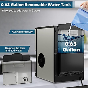 ARLIME Nugget Ice Maker Countertop, 56 lbs/24 H Pepple Chewable Ice Making Machine w/Self-Cleaning System, Self-Dispensing Pellet Ice Machine w/ 0.63 gal Water Tank for Home & Kitchen