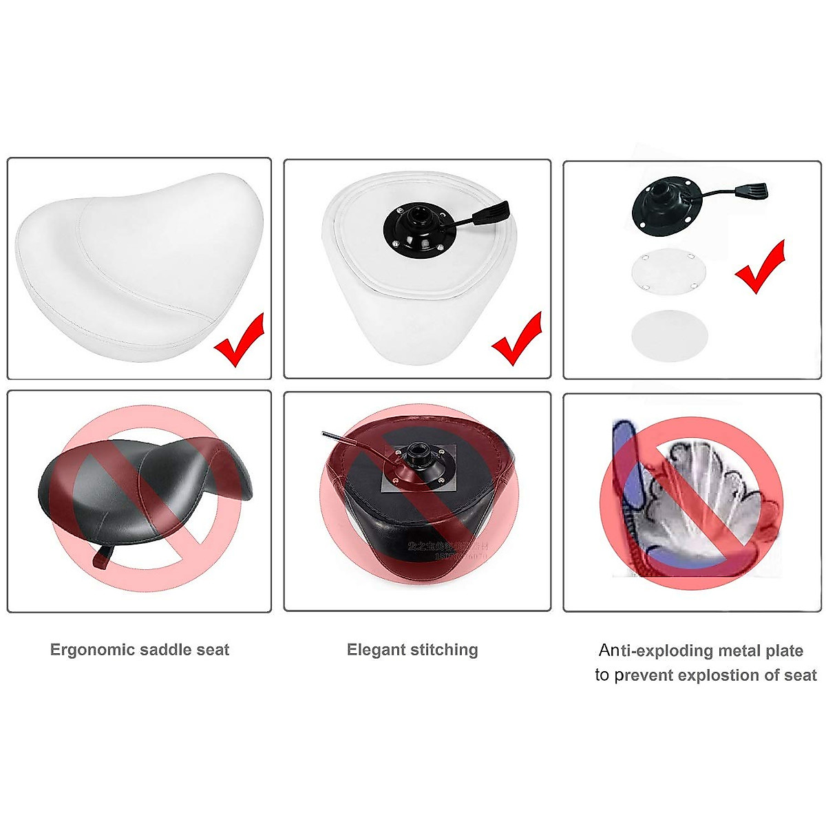 Kaleurrier Ergonomic Rolling Swivel Saddle Stool with Wheels,Hydraulic Pneumatic Lifting Height Adjustable Lightweight Chair for Clinic Hair Salon Massage Lab Kitchen Home Office (White, Without Back)