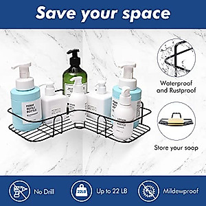 FAMI HELPER Corner Shower Caddy Shelf, 2 Pack No Drilling Traceless Adhesive Storage Organizer With Soap Dish Holder, Wall Mounted Storage Shelf for Bathroom, Kitchen