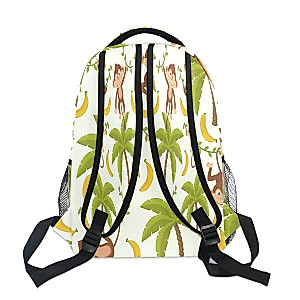 YPPAHHHH Monkey Palm Tree School Bag Backpack College Bookbag,Fruit Banana Laptop Backpacks Computer Bag Travel Hiking Camping Daypack for Women Girls Men Boys Students