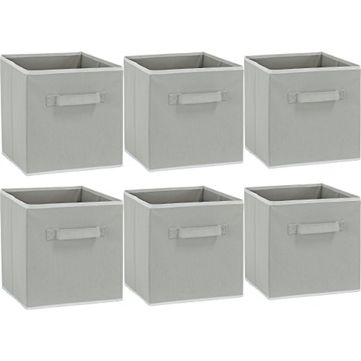 6 Pack - SimpleHouseware Foldable Cube Storage Bin, Grey